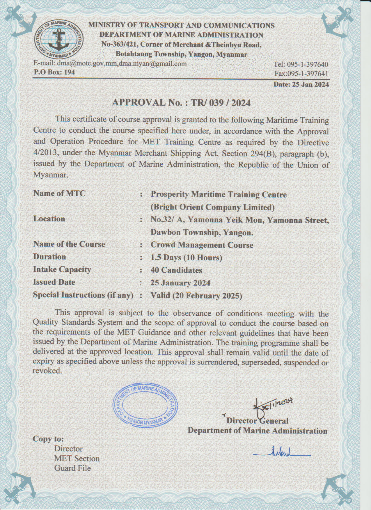 CROWD MANAGEMENT COURSE - Orient Bright Yangon